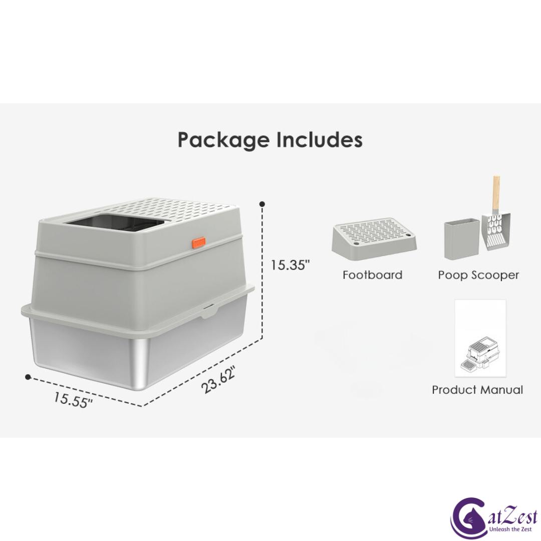 Litter Box Xxl Aazon.co: Stainless Steel ,Front Entry Top Exit Litter ...